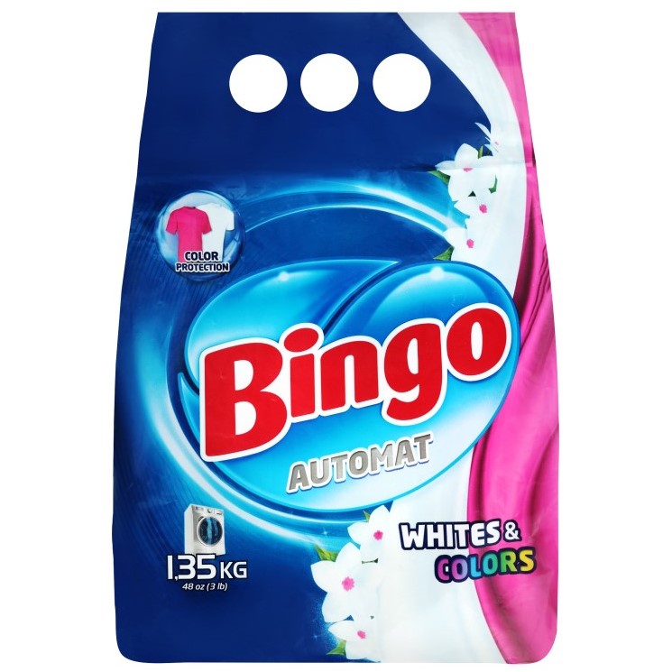 Bingo Automat Detergent Powder for White and Colored Clothes, 1.35 kg ...
